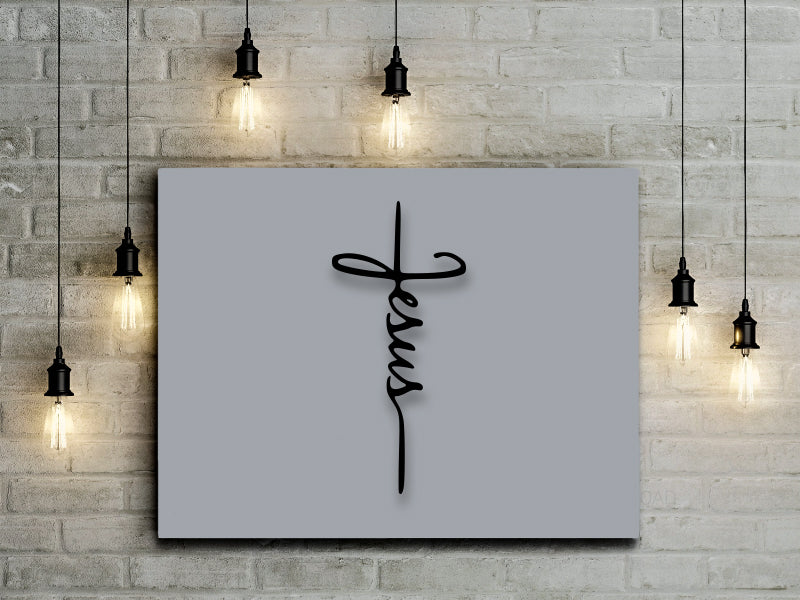 Cursive Jesus Cross | Wheat State Designs