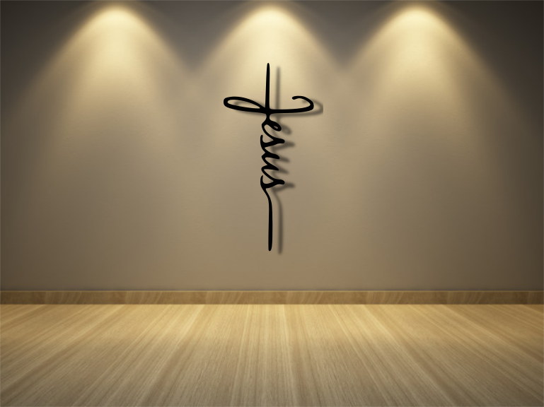 Cursive Jesus Cross | Wheat State Designs